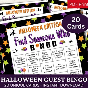 20 Halloween Guest Bingo Game Find Someone Who Activity - Etsy