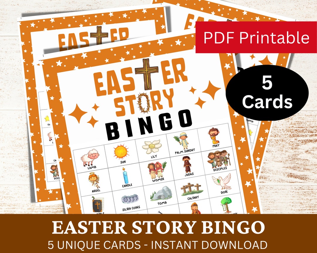 5 Easter Story Bingo Game Cards, Bible Church Youth Gathering Activity ...