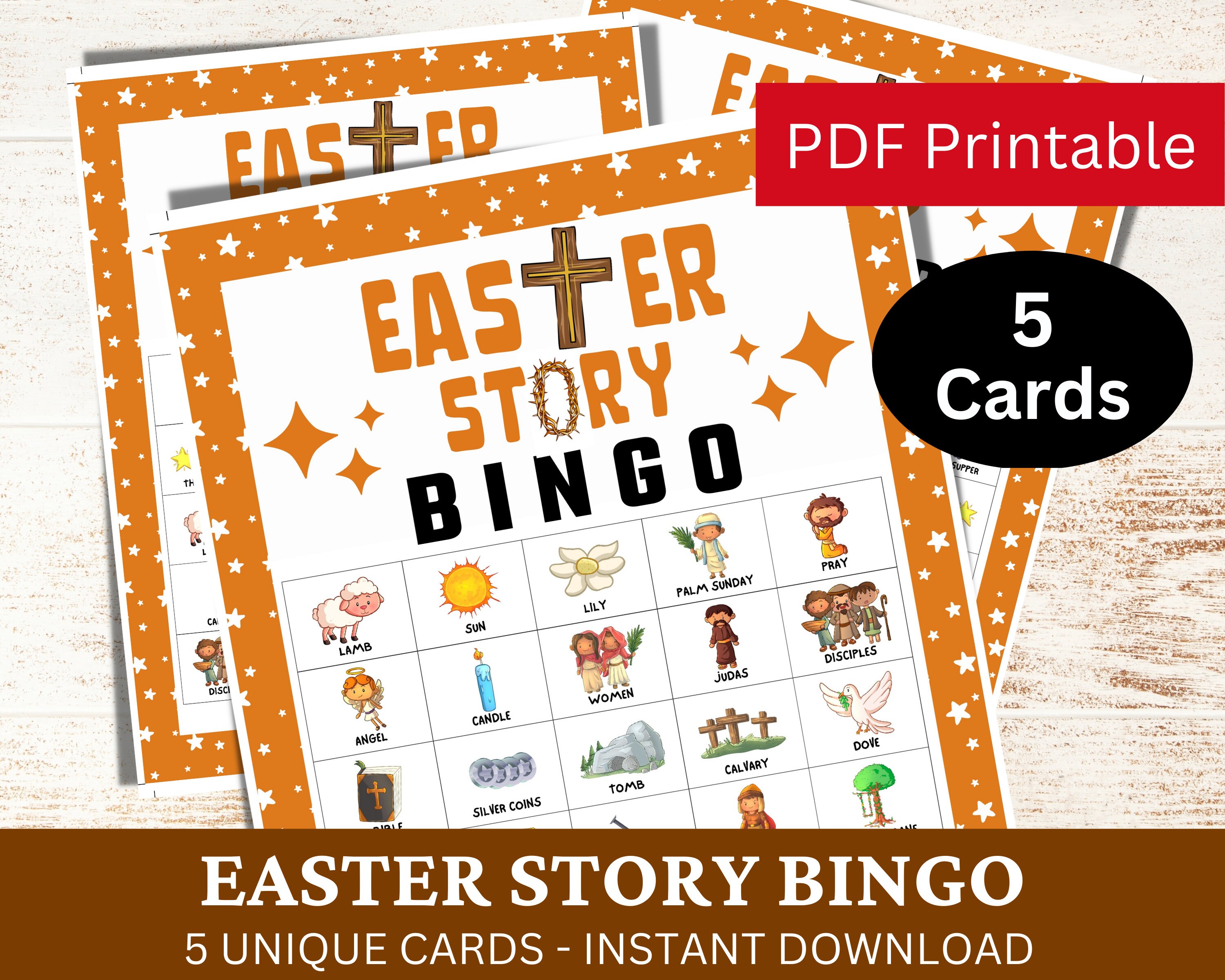 5 Easter Story Bingo Game Cards, Bible Church Youth Gathering Activity ...