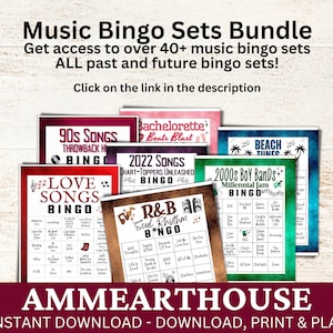 Camping Songs Bingo 50 Card, Summer Journey Music With Playlist Game ...