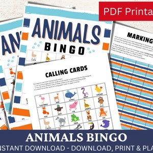 100 Animals Bingo Game Card, Fauna Theme Party Activity for Classroom ...