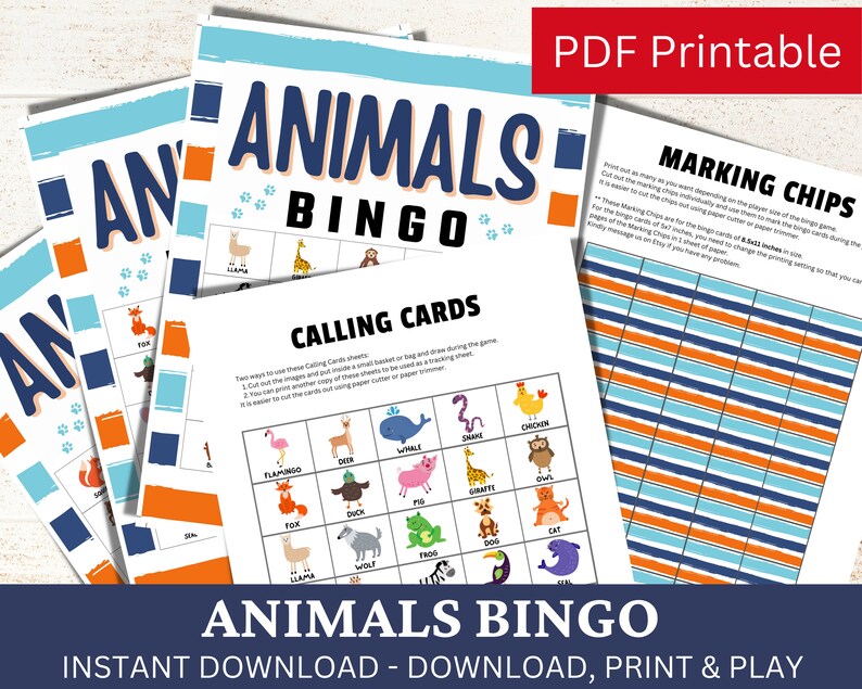 100 Animals Bingo Game Card, Fauna Theme Party Activity for Classroom ...