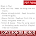 Love Songs Bingo Game 20 Cards, Romance Pop Music Party Activity ...
