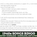 1940s Songs Bingo 50 Cards, 40s Music Bingo With Playlist for Senior ...