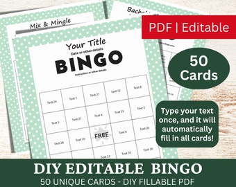 25 Editable Bingo Watercolor Gray Template PDF, DIY Fillable Game Cards ...