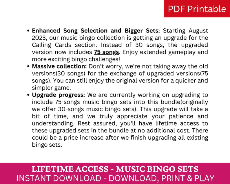 Music Bingo Sets Bundle 100 Unique Bingo Cards ALL Past and Future ...