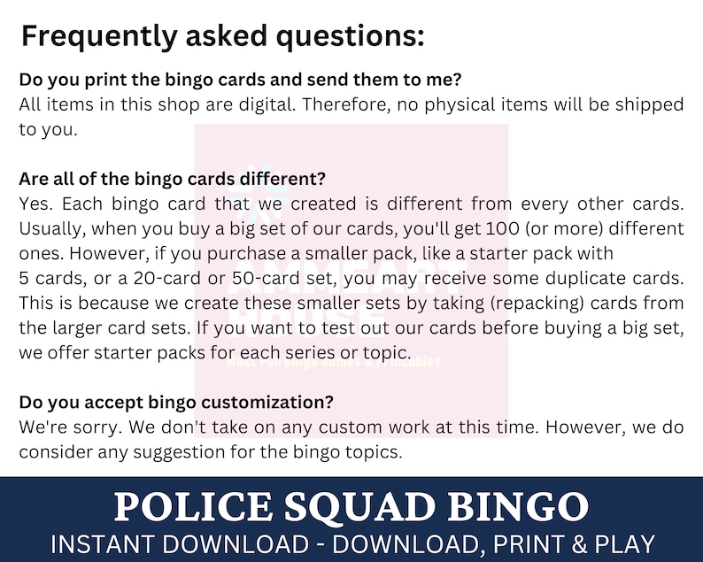 20 Police Squad Bingo Game Card Police Party Theme Activity - Etsy