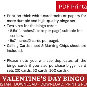 50 Valentine's Day Bingo Game Card, Watercolor Theme Class Party ...