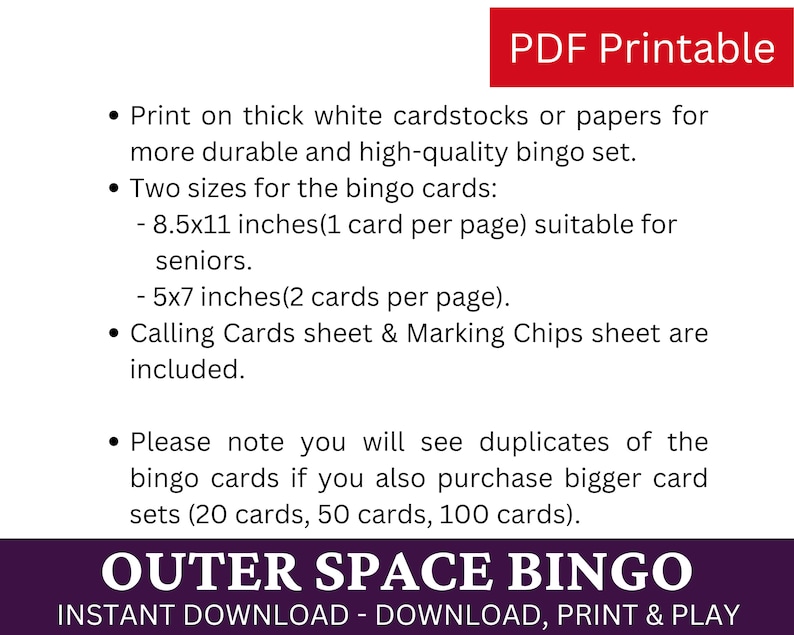 50 Outer Space Bingo Game Card Fun Solar System Theme Party - Etsy