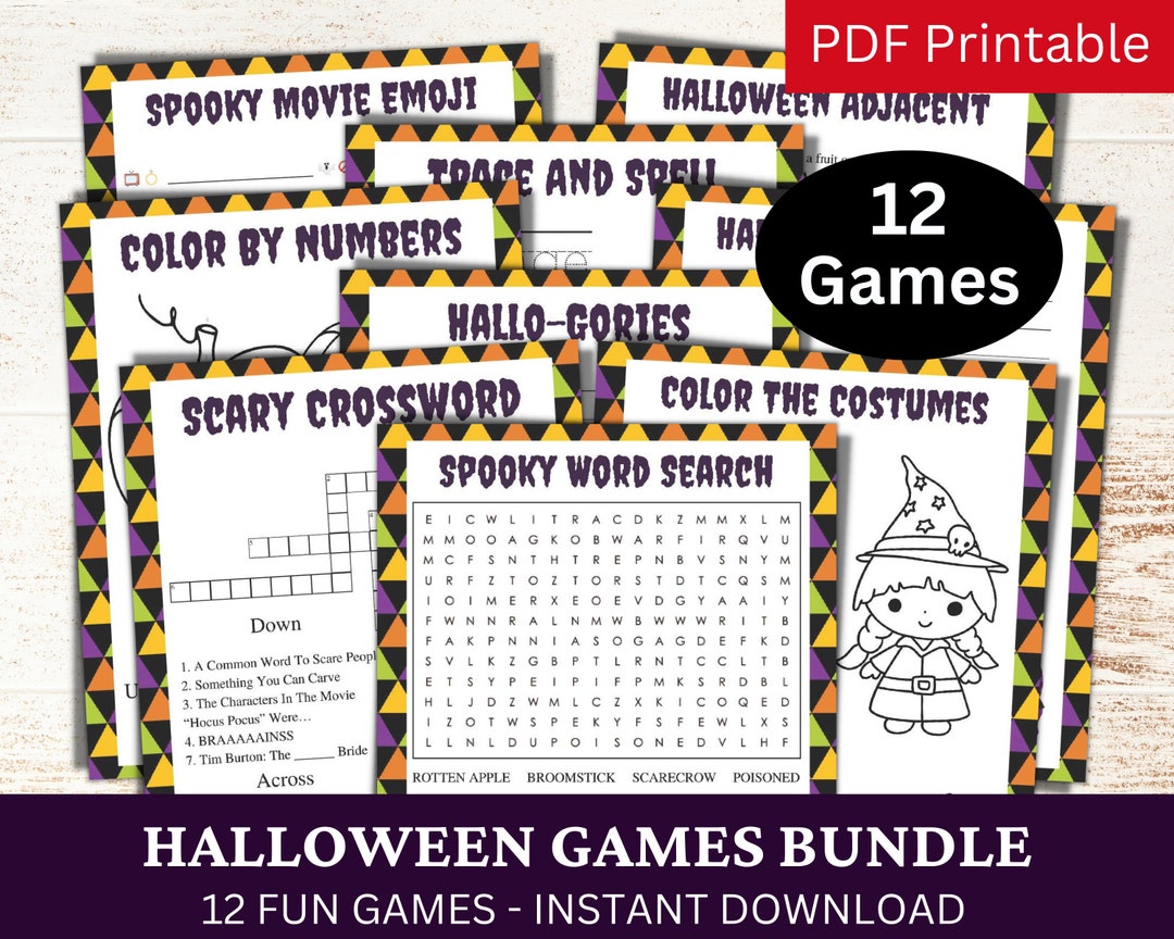12 Halloween Games Bundle Pack, Spooky Theme Activity for Kids Teens ...