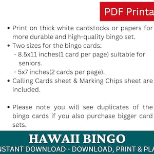 50 Hawaii Bingo Game Card, Fun Travel Theme Birthday Activity, Summer ...