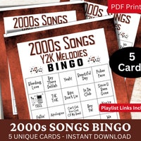 5 Pop Songs Bingo Game Cards, Pop Music Party Activity, Birthday Game ...