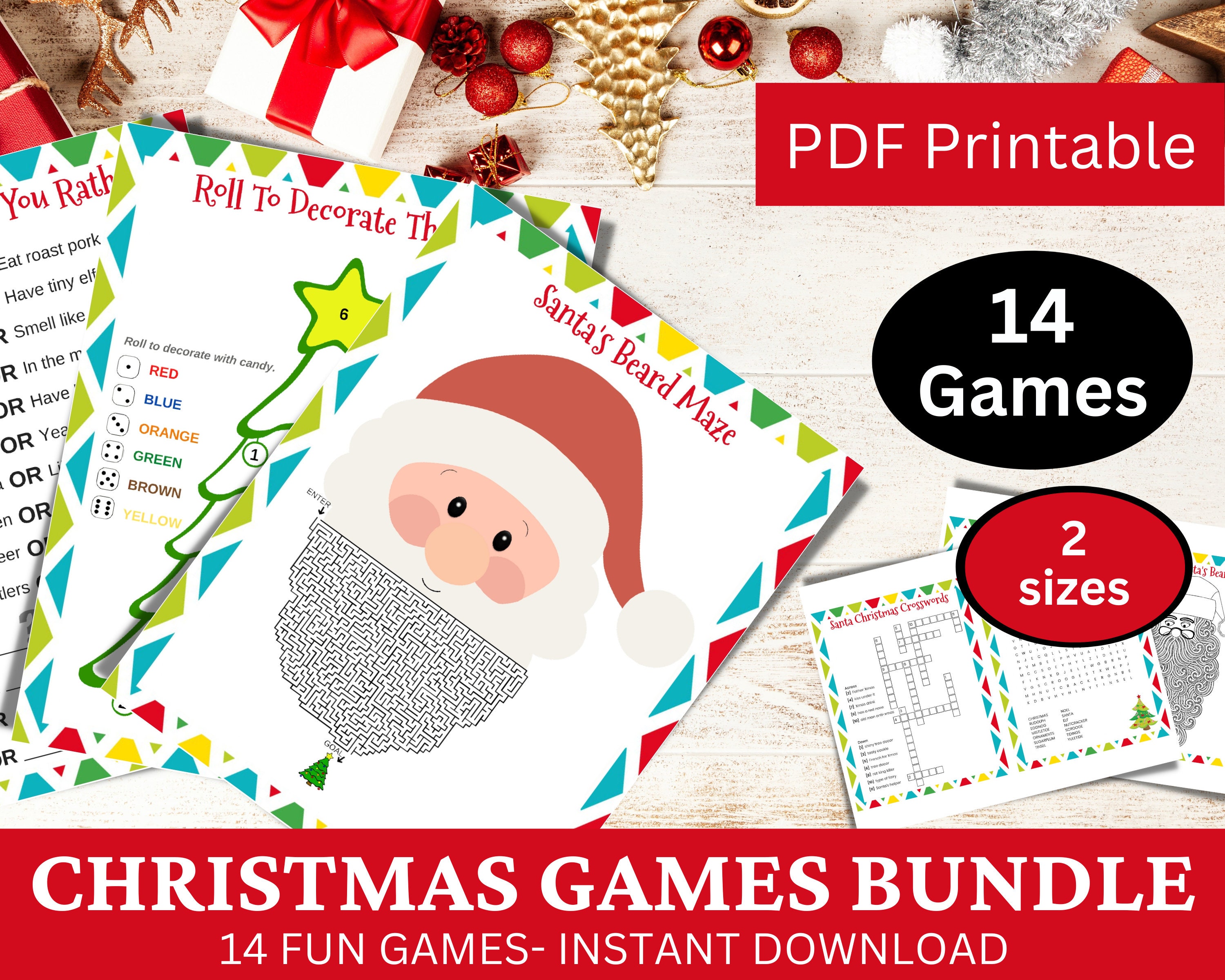 14 Christmas Party Games Bundle, Fun Holiday Activity Set, Winter ...