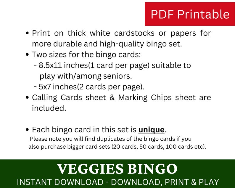 50 Veggies Bingo Game Card, Vegetables Bingo, Food Theme Party Activity ...