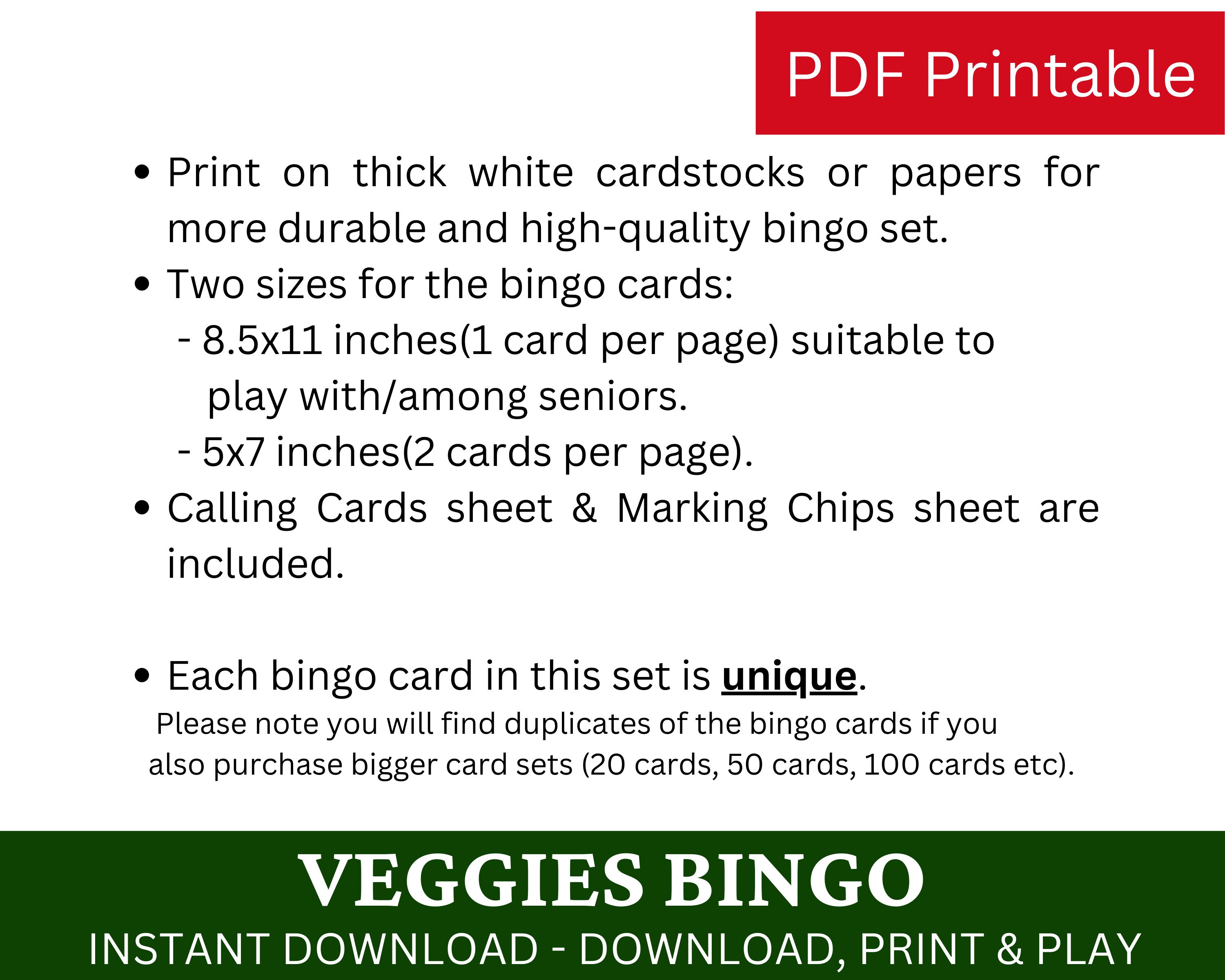 50 Veggies Bingo Game Card, Vegetables Bingo, Food Theme Party Activity ...