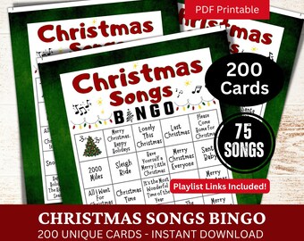 Christmas Carols Bingo Christmas Music Bingo Fun Christmas - Etsy