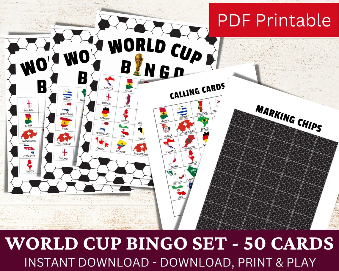 50 World Cup Bingo Game Card for Adult and Kids Country Map - Etsy