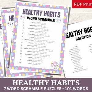 7 Healthy Habits Word Scramble Puzzle Game, Good Practice Activity ...