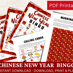 50 Chinese New Year Bingo Game Card, Lunar New Year Theme Party ...