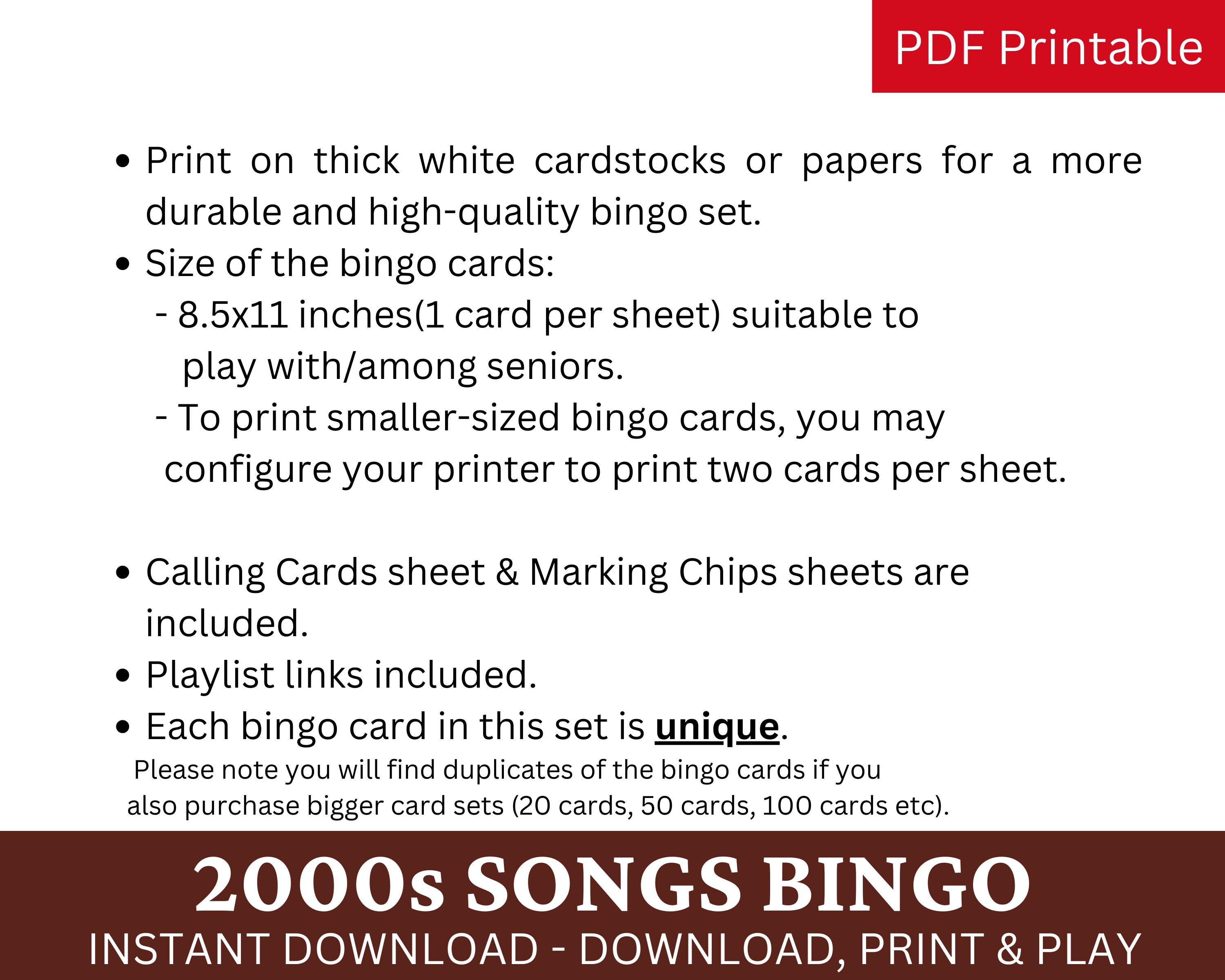 5 2000s Songs Bingo Game, Y2K Family Reunion Party Night, Throwback ...