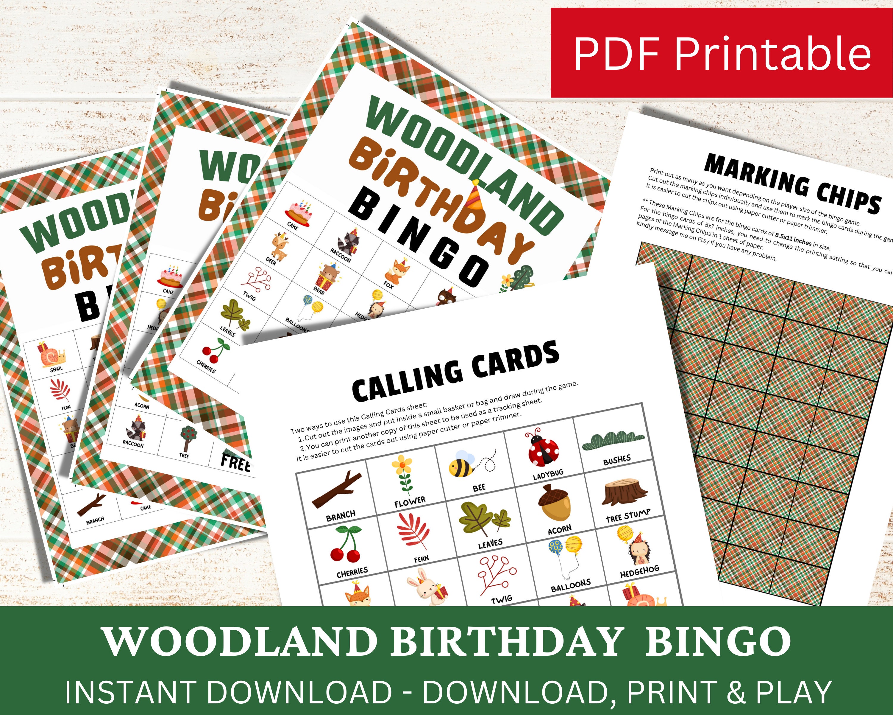 50 Woodland Birthday Bingo Game Card, Forest Theme Party Activity, PDF ...