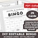 25 Editable Bingo Template PDF, DIY Fillable Bingo Game Cards, Pastel ...