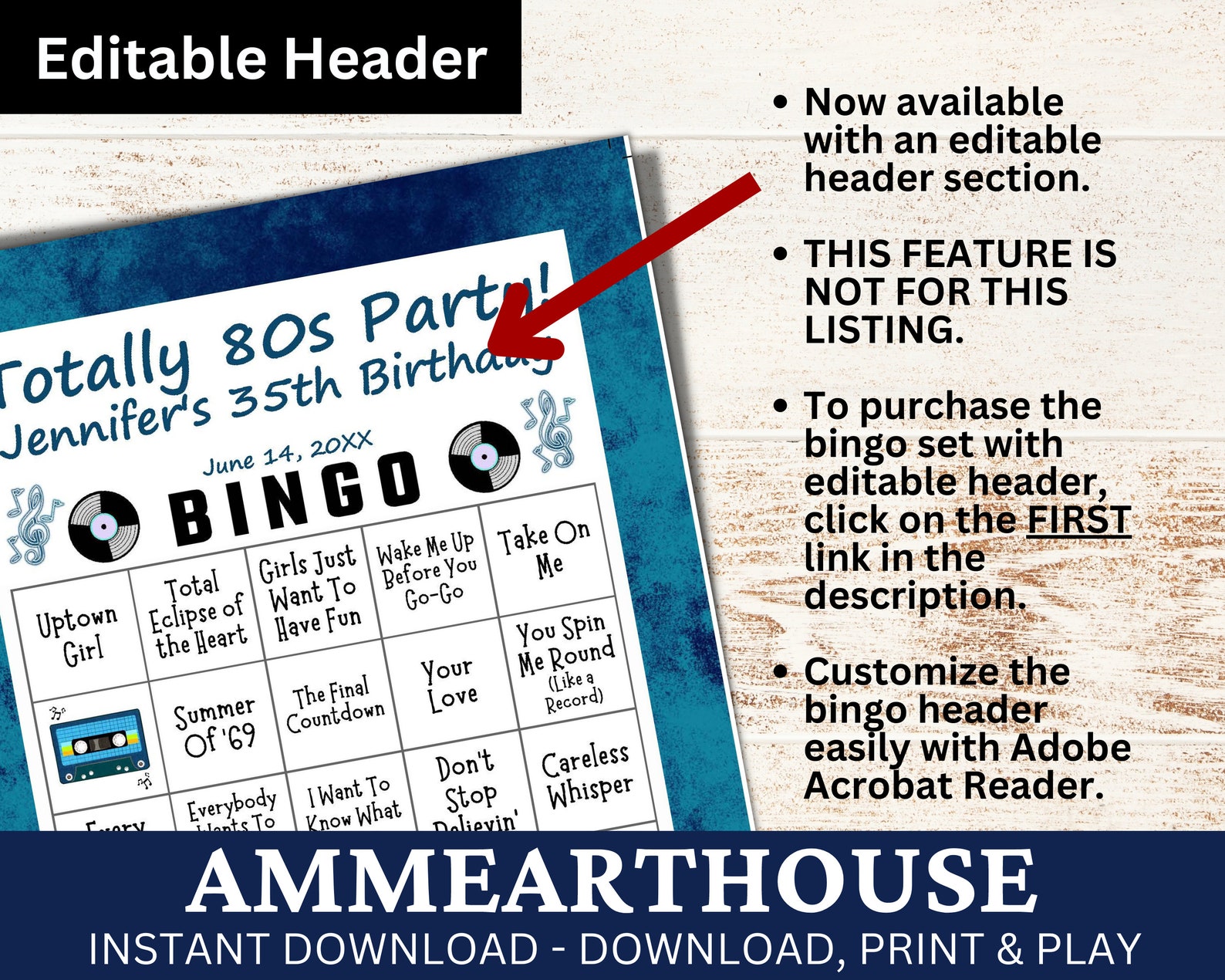 Classic 80s Songs Bingo Game 50 Cards Timeless Music Party - Etsy