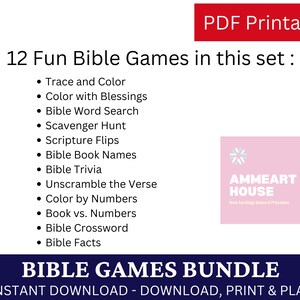 12 Bible Games Bundle Pack for Kids, Church Youth Gathering Activity ...