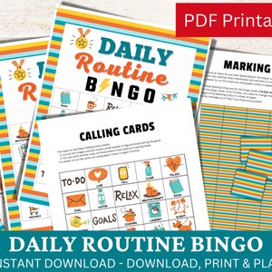 50 Daily Routine Bingo Game Card, Daily Chores Bingo, Self Care ...