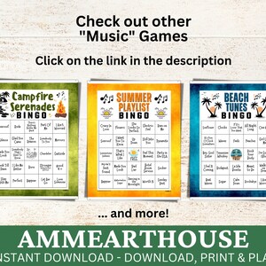 Nature Songs Bingo Game 50 Card, Earth Day Anthems, Music Party Themed ...