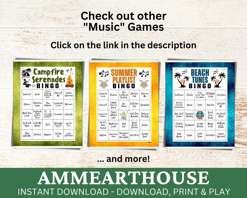 Nature Songs Bingo Game 300 Card, Music Bingo With Playlist ...