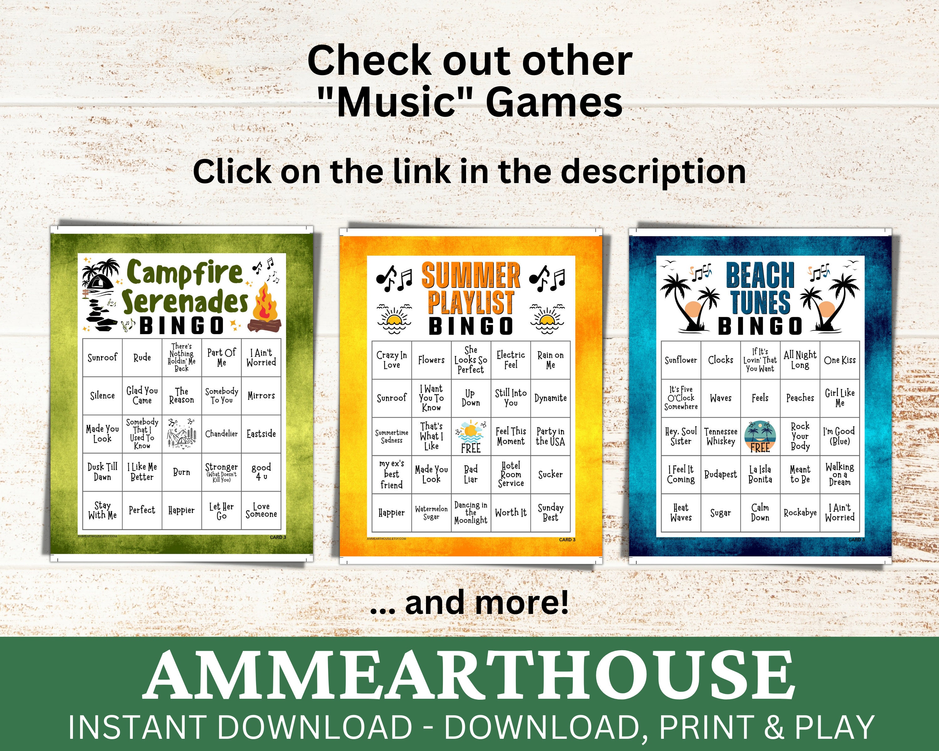 Nature Songs Bingo Game 300 Card, Music Bingo With Playlist ...