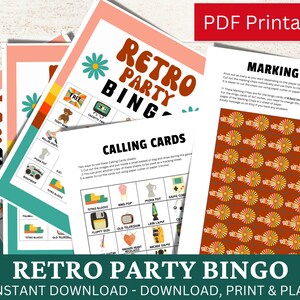 100 Retro Party Bingo Game Cards, National Retro Day Activity ...