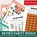 100 Retro Party Bingo Game Cards, National Retro Day Activity ...