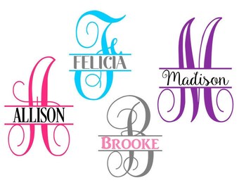 Split Monogram Decal Initial Decal Custom Name Decal Split Letter Decal ...