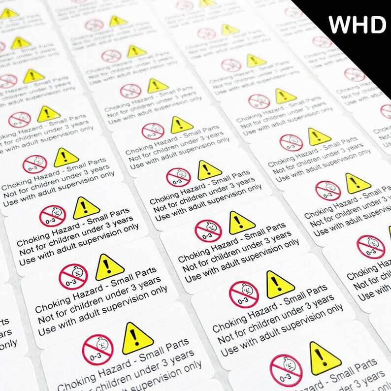 Laser Printed Choking Hazard Warning Labels Stickers Self - Etsy