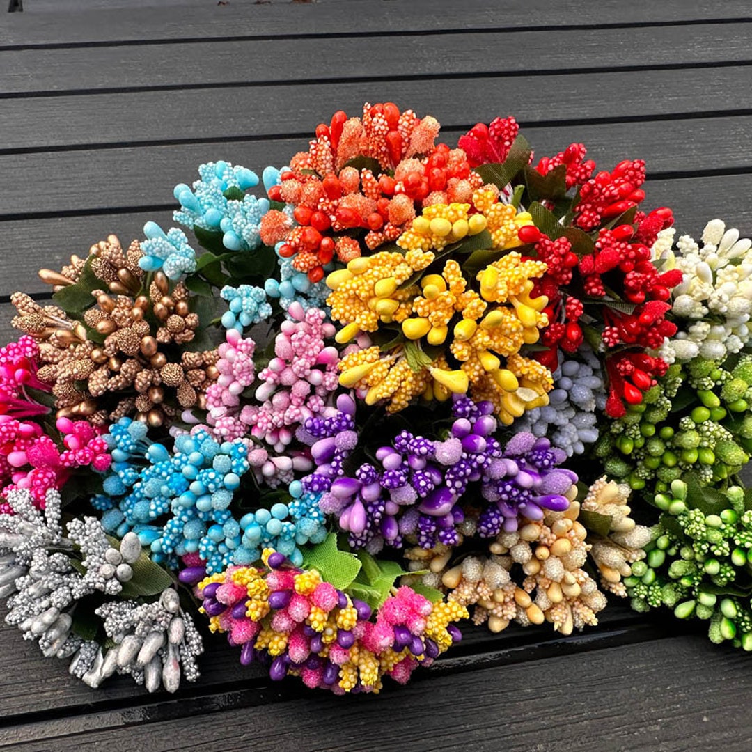 12 24pcs Mini Stems Stamen Home Party Wedding Bouquet Quality