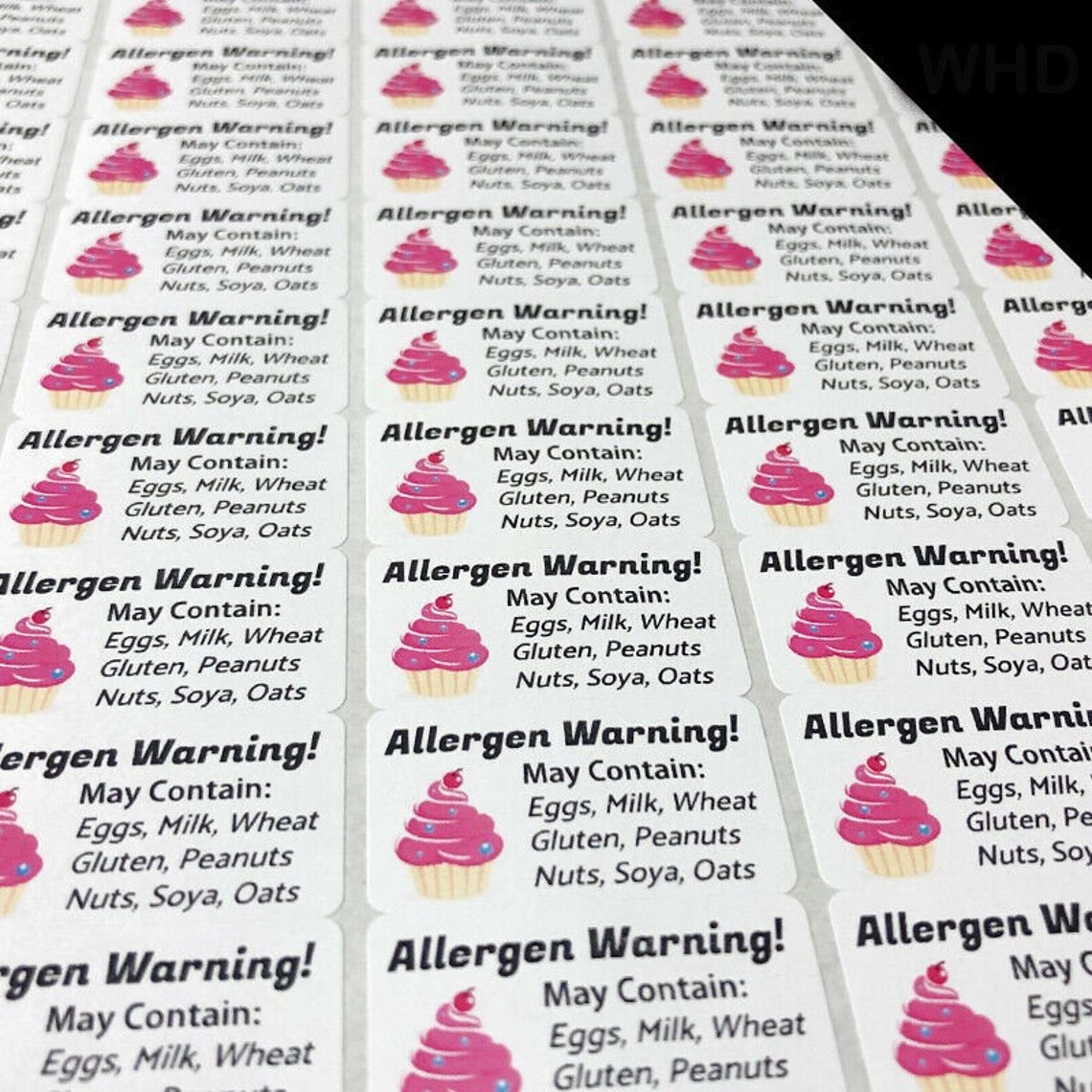 Laser Printed CUPCAKE / CAKE Food Allergen WARNING Allergy - Etsy