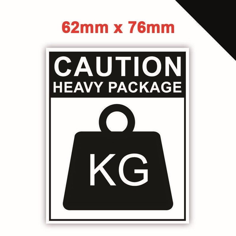 100 X CAUTION HEAVY PACKAGE Label Postage Stickers Self Adhesive Parcel ...