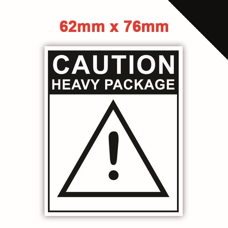 100 X CAUTION HEAVY PACKAGE Label Postage Stickers Self Adhesive Parcel ...