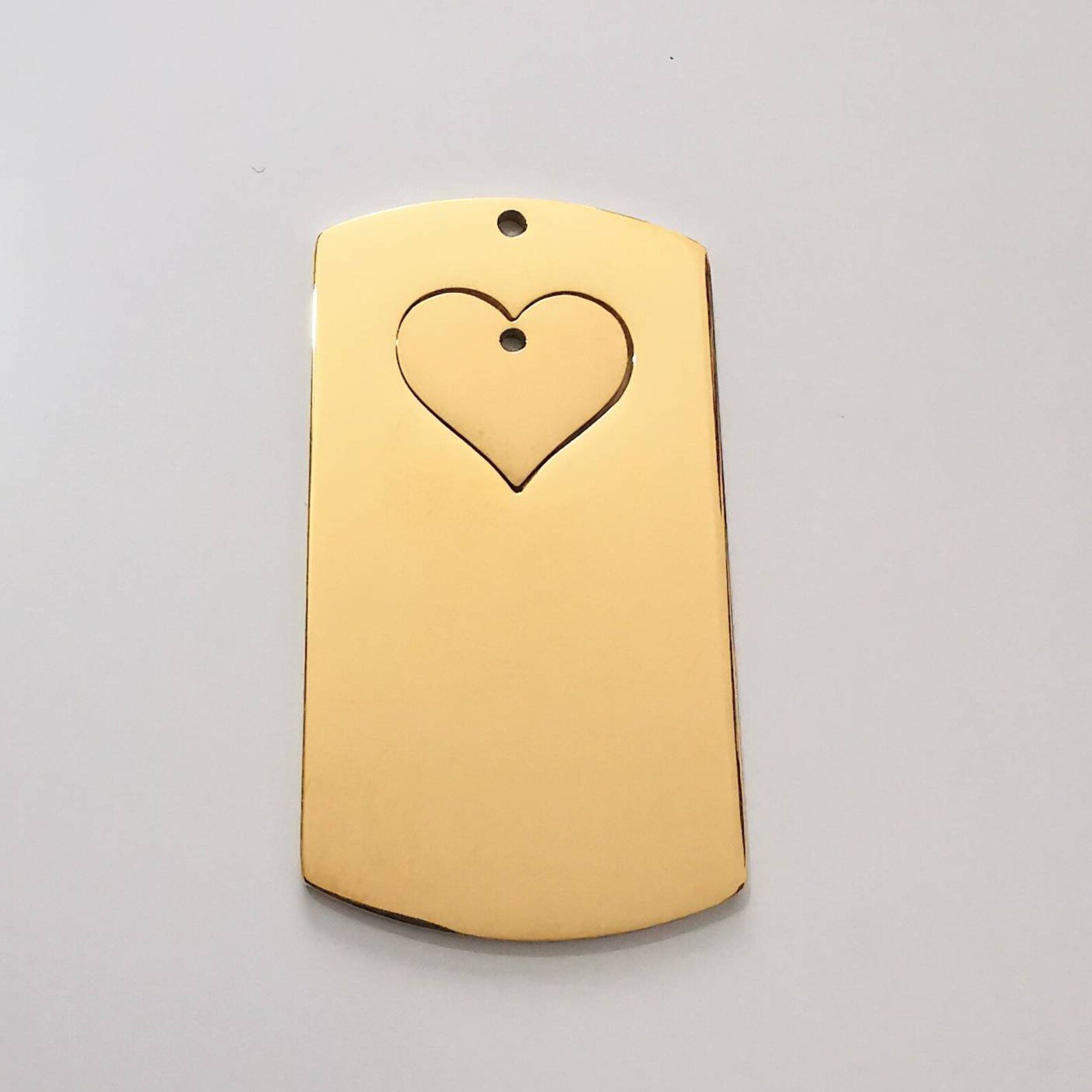 Gold Dog Tag Heart Stainless Steel Blank, Polished Both Side, 316L ...