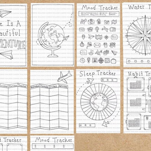 No Color BLANK Adventure Themed Bullet Journal Template PDF - Etsy