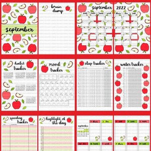 September 2022 Apple Themed Bullet Journal Spreads PDF - Etsy