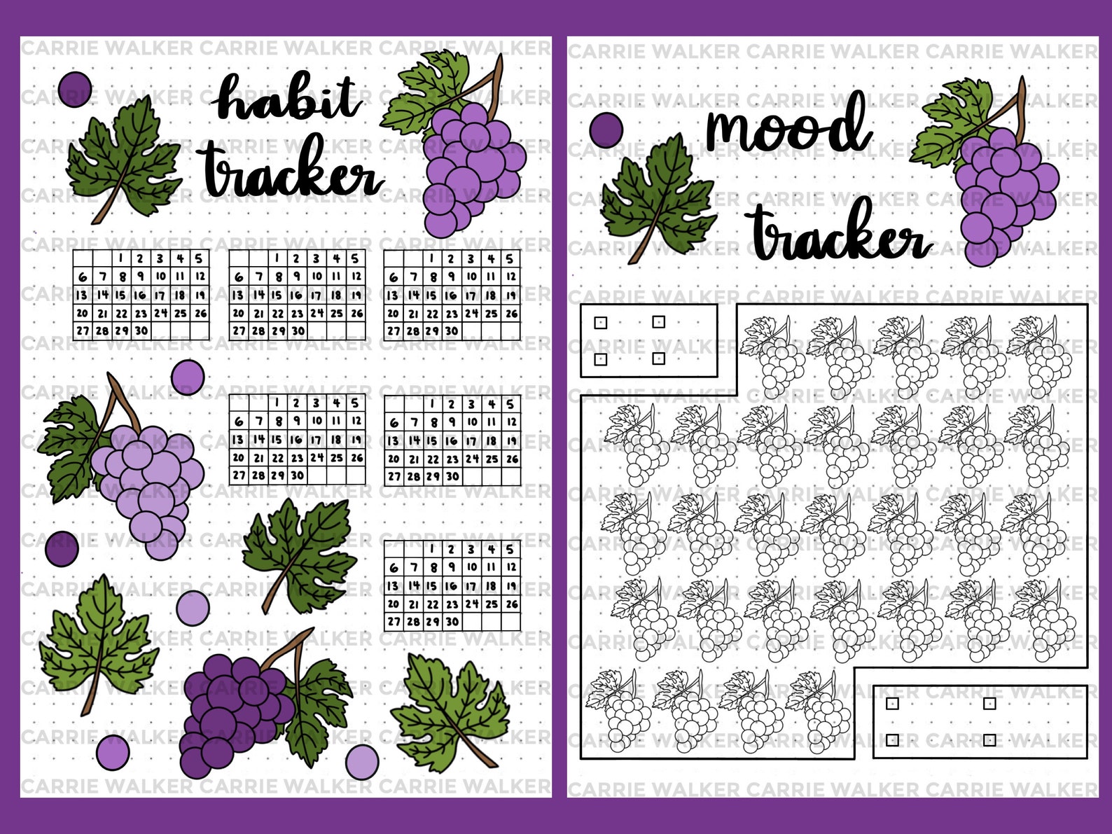 November 2022 Grapes Themed Bullet Journal Spreads PDF - Etsy