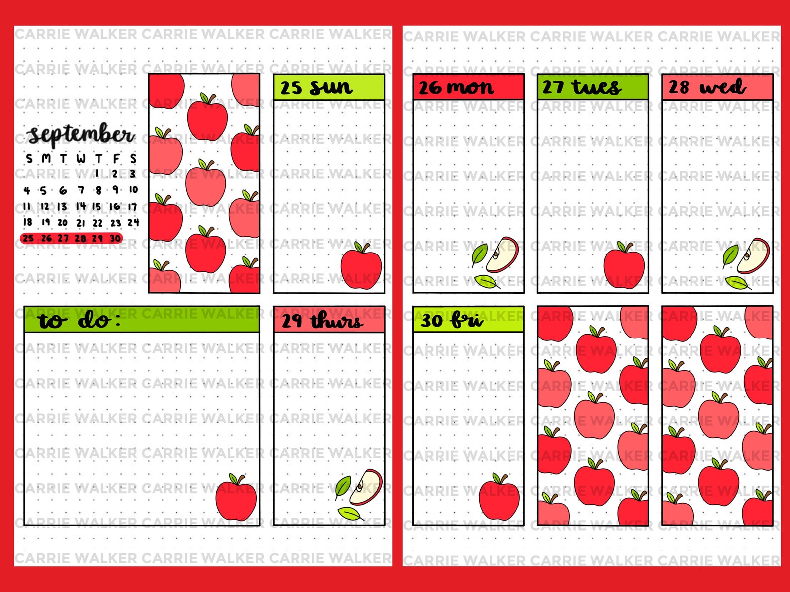 September 2022 Apple Themed Bullet Journal Spreads PDF - Etsy