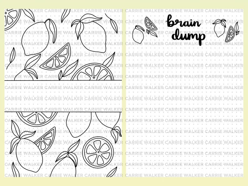 No Color BLANK Lemon Themed Bullet Journal Template PDF - Etsy