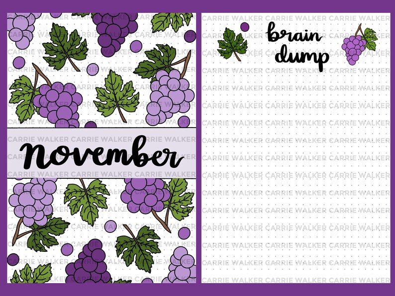 November 2022 Grapes Themed Bullet Journal Spreads PDF - Etsy