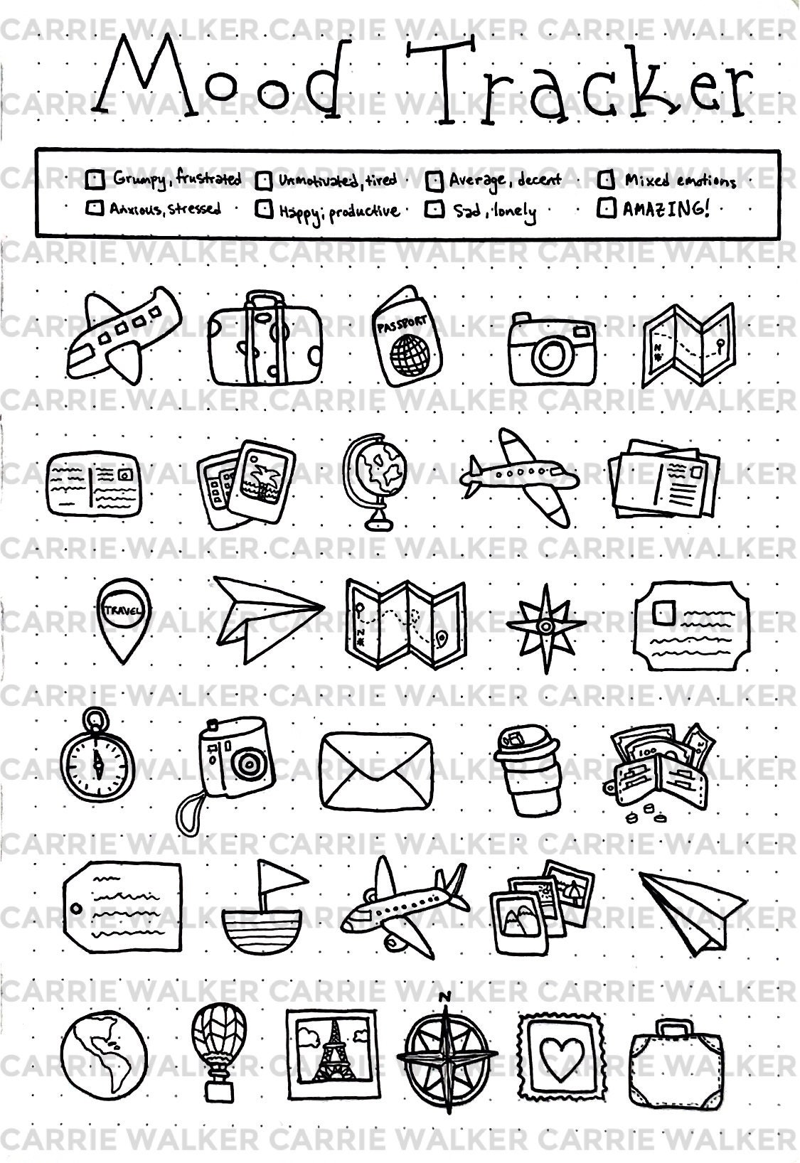 No Color BLANK Adventure Themed Bullet Journal Template PDF - Etsy