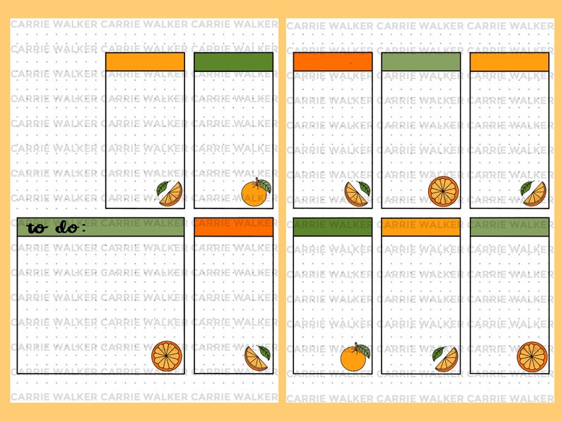BLANK Orange Themed Bullet Journal Spreads PDF - Etsy