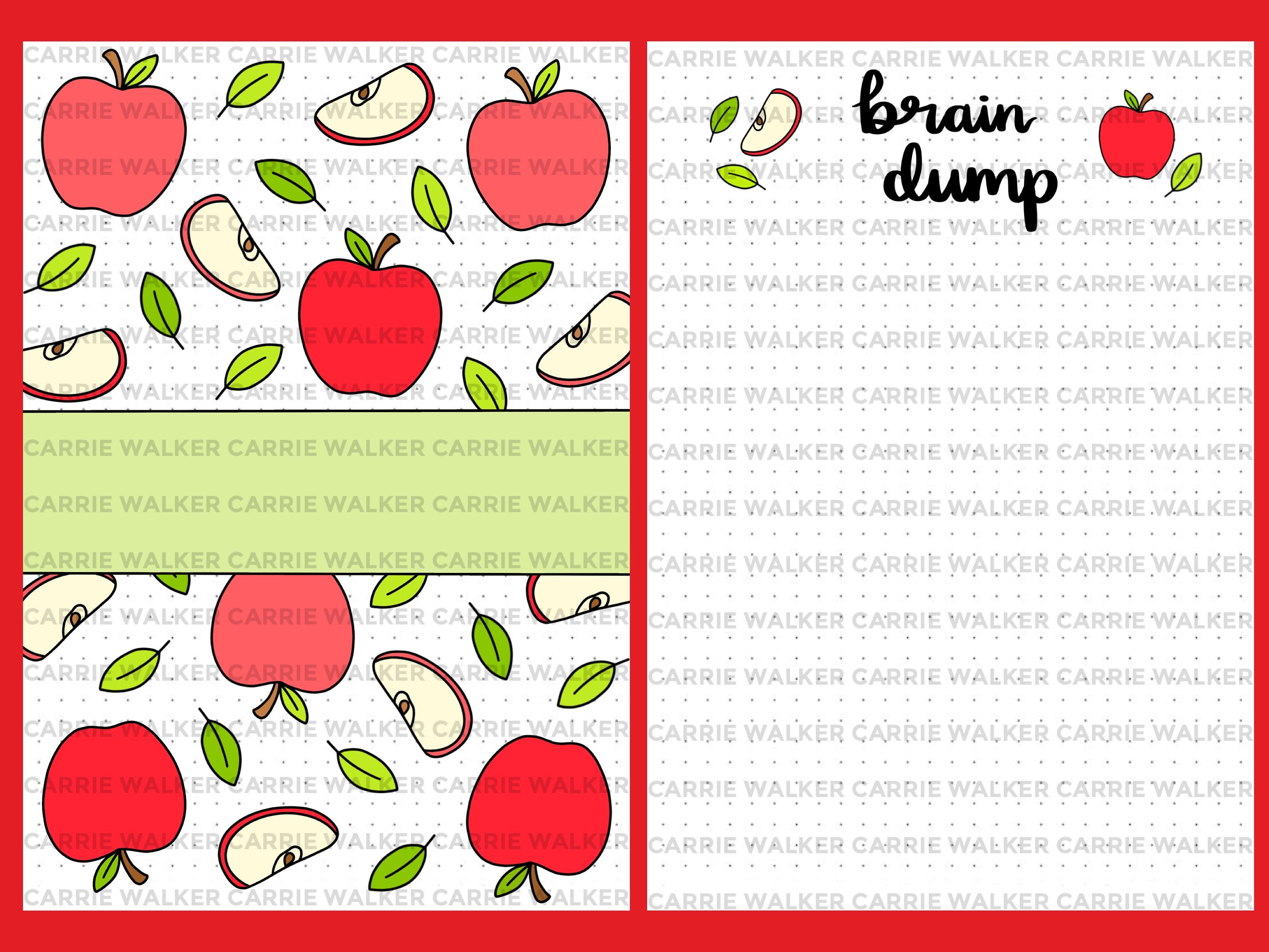 BLANK Apple Themed Bullet Journal Spreads PDF - Etsy